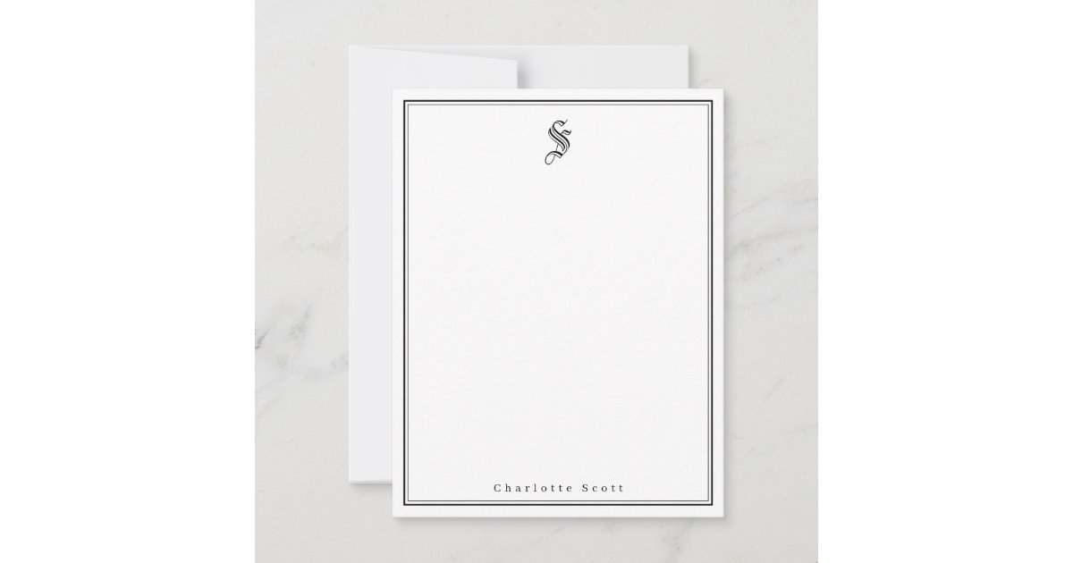 Classic elegance monogram personalized Stationery Note Card | Zazzle