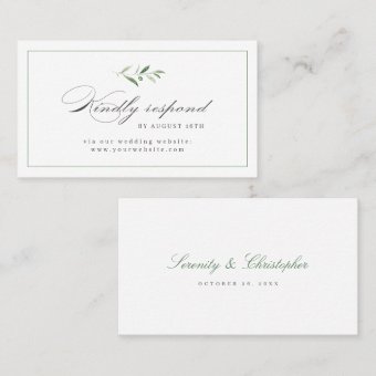 Classic Elegance Script Greenery wedding RSVP Place Card | Zazzle