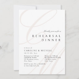 Classic Elegance Script Monogram Rehearsal Dinner Invitation | Zazzle