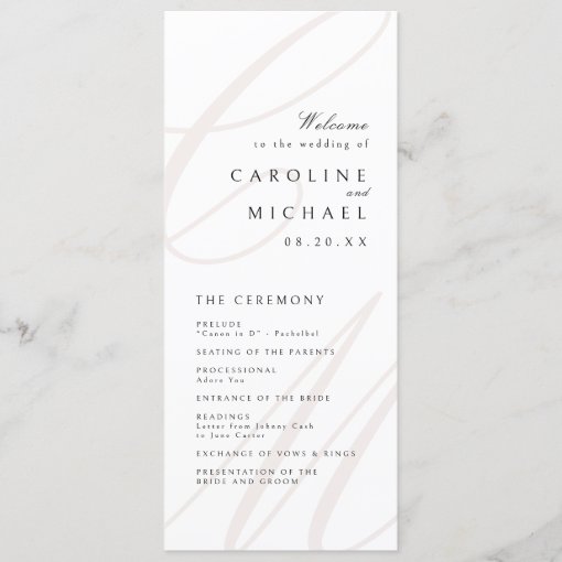 Classic Elegance Script Monogram Wedding Program | Zazzle