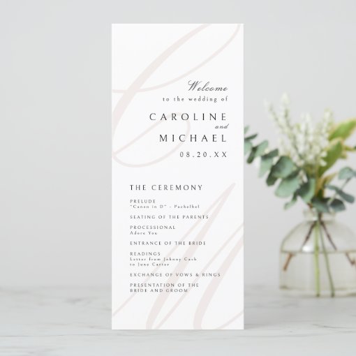 Classic Elegance Script Monogram Wedding Program | Zazzle