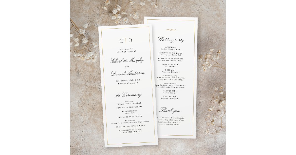 Classic Elegance Script Monogram Wedding Program | Zazzle