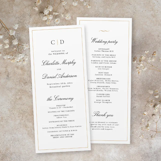 Classic Elegance Script Monogram Wedding Program | Zazzle