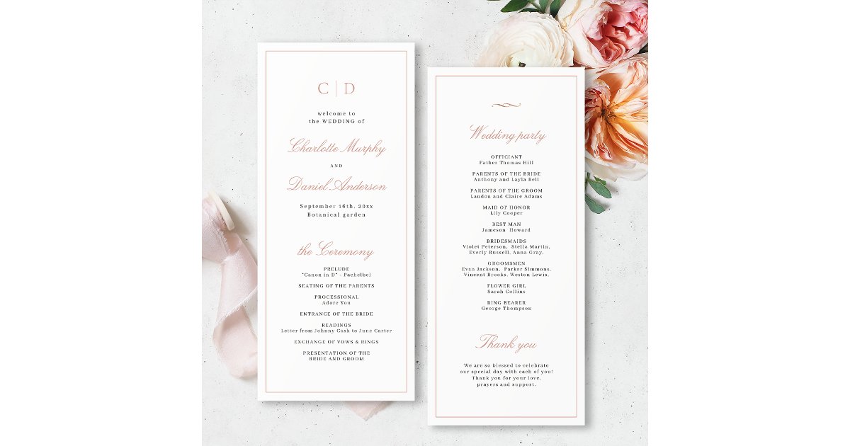 Classic Elegance Script Monogram Wedding Program | Zazzle