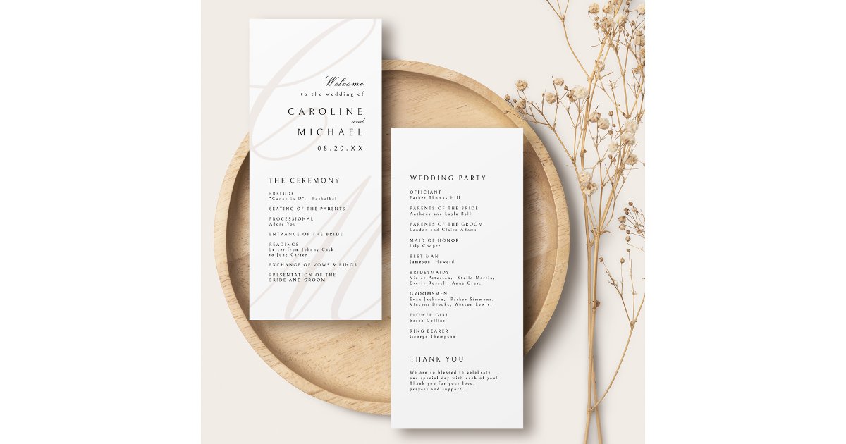 Classic Elegance Script Monogram Wedding Program | Zazzle