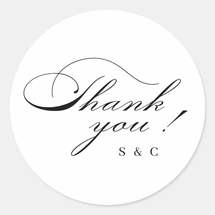 Classic Elegance Script Thank You Simple Classic Round Sticker | Zazzle