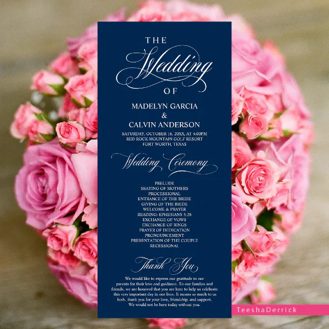 Classic Elegance Script, Wedding Ceremony Program | Zazzle