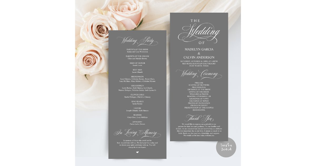 Classic Elegance Script, Wedding Ceremony Program | Zazzle