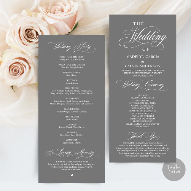 Classic Elegance Script, Wedding Ceremony Program | Zazzle