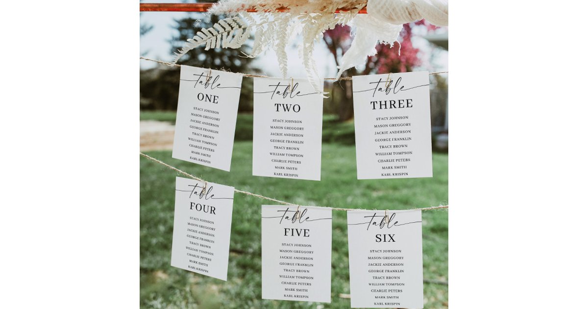 Classic Elegance Table Numbers Seating Chart | Zazzle