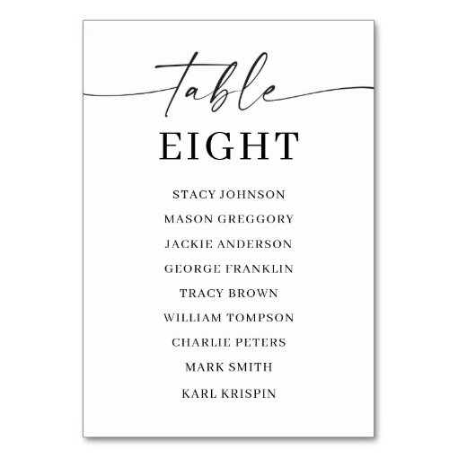 Classic Elegance Table Numbers Seating Chart | Zazzle
