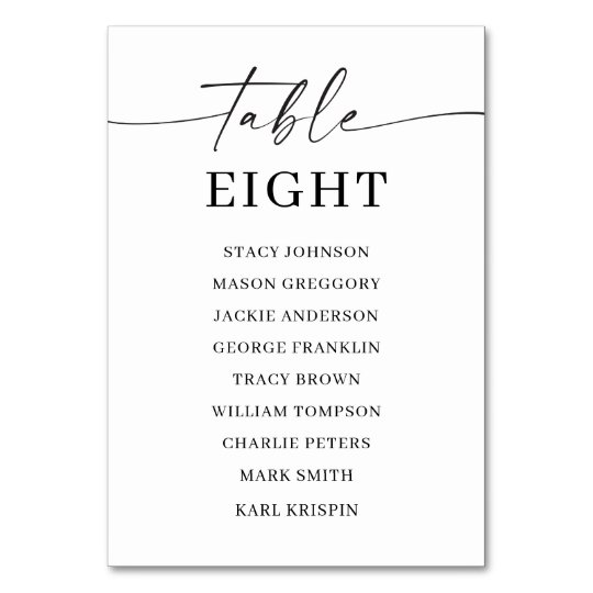 Classic Elegance Table Numbers Seating Chart | Zazzle.com