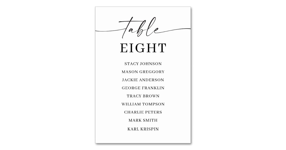 Classic Elegance Table Numbers Seating Chart | Zazzle.com
