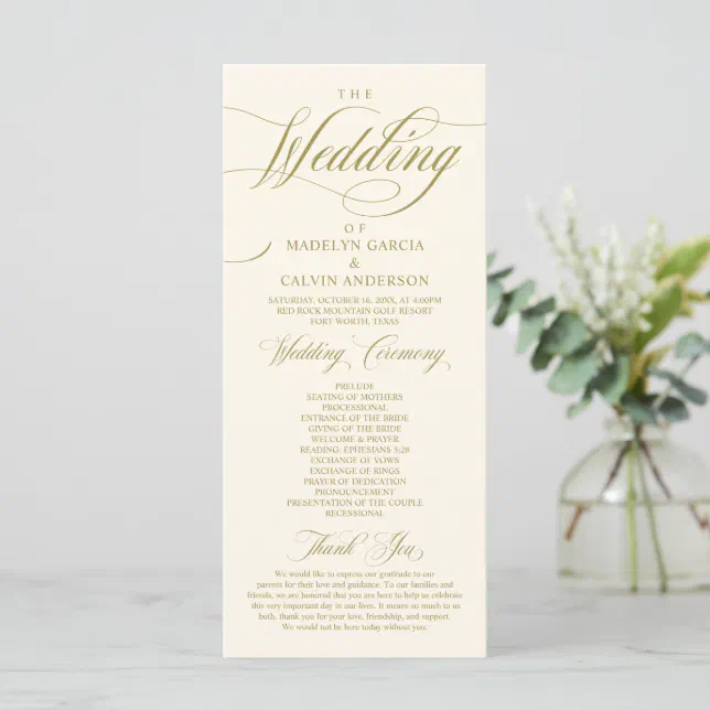 Classic Elegance Vintage Gold, Wedding Ceremony Program | Zazzle