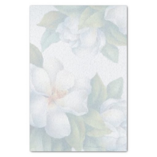 Classic Elegance White Magnolia Flower Watercolor Tissue Paper | Zazzle