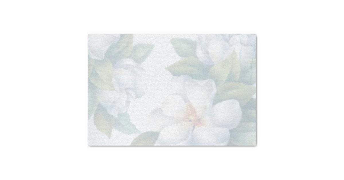 Classic Elegance White Magnolia Flower Watercolor Tissue Paper | Zazzle