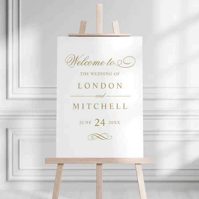 Classic Elegant Antique Gold Wedding Welcome Foam Board | Zazzle