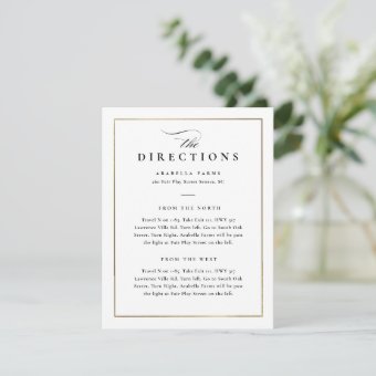 Classic Elegant Black and White Wedding Directions Enclosure Card | Zazzle