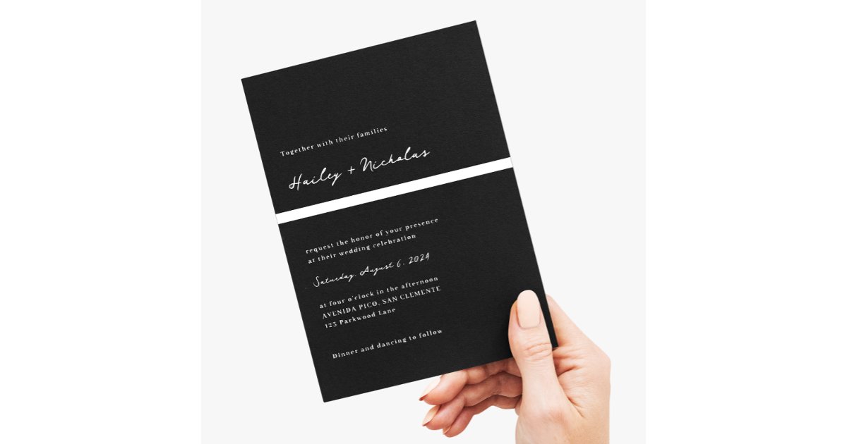 Classic Elegant Black Bold Heading Photo Wedding Invitation | Zazzle