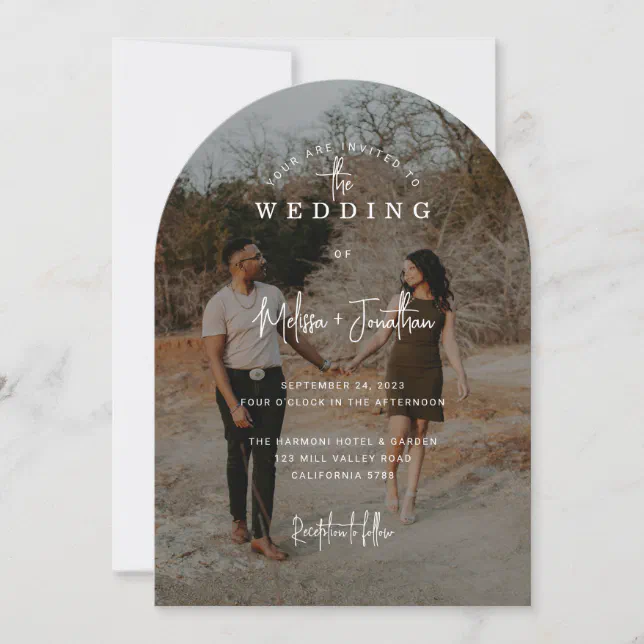 Classic Elegant Black Photo Overlay Wedding Invitation | Zazzle