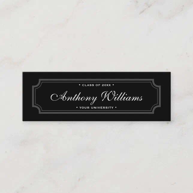 Classic elegant border black graduation name card | Zazzle
