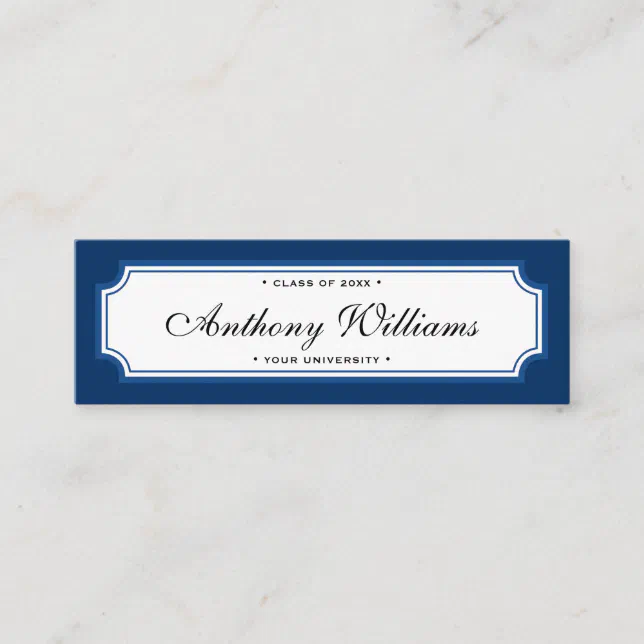 Classic elegant border blue graduation name card | Zazzle