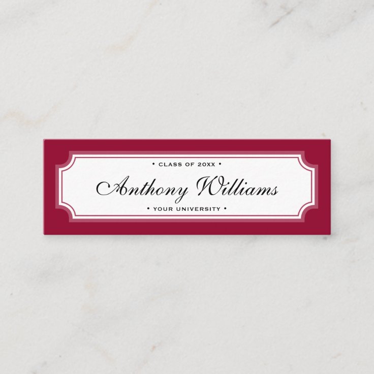 Classic elegant border red graduation name card | Zazzle