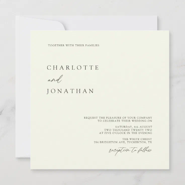 Classic Elegant Calligraphy Ivory Square Wedding Invitation | Zazzle
