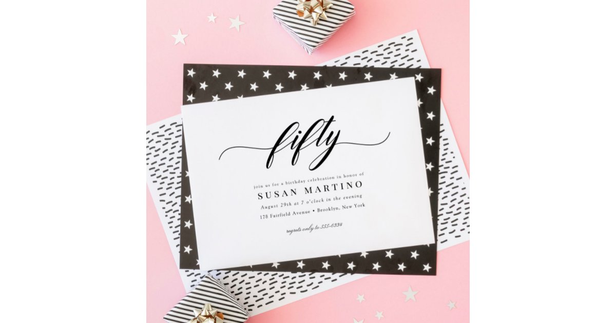 Classic Elegant Calligraphy Script 50th Birthday Invitation | Zazzle