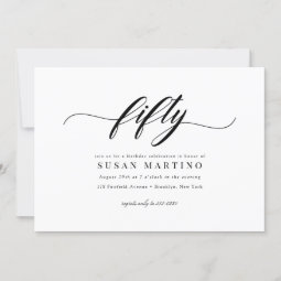 Classic Elegant Calligraphy Script 50th Birthday Invitation | Zazzle