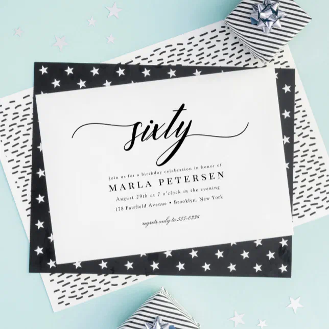 Classic Elegant Calligraphy Script 60th Birthday Invitation | Zazzle