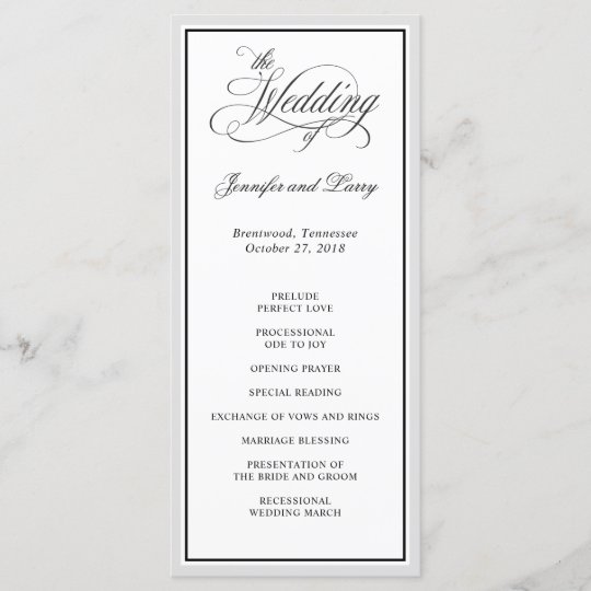 Classic Elegant Calligraphy Script Wedding Program | Zazzle.com