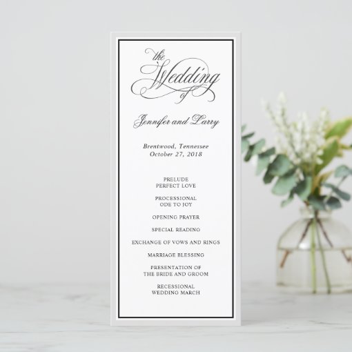 Classic Elegant Calligraphy Script Wedding Program | Zazzle