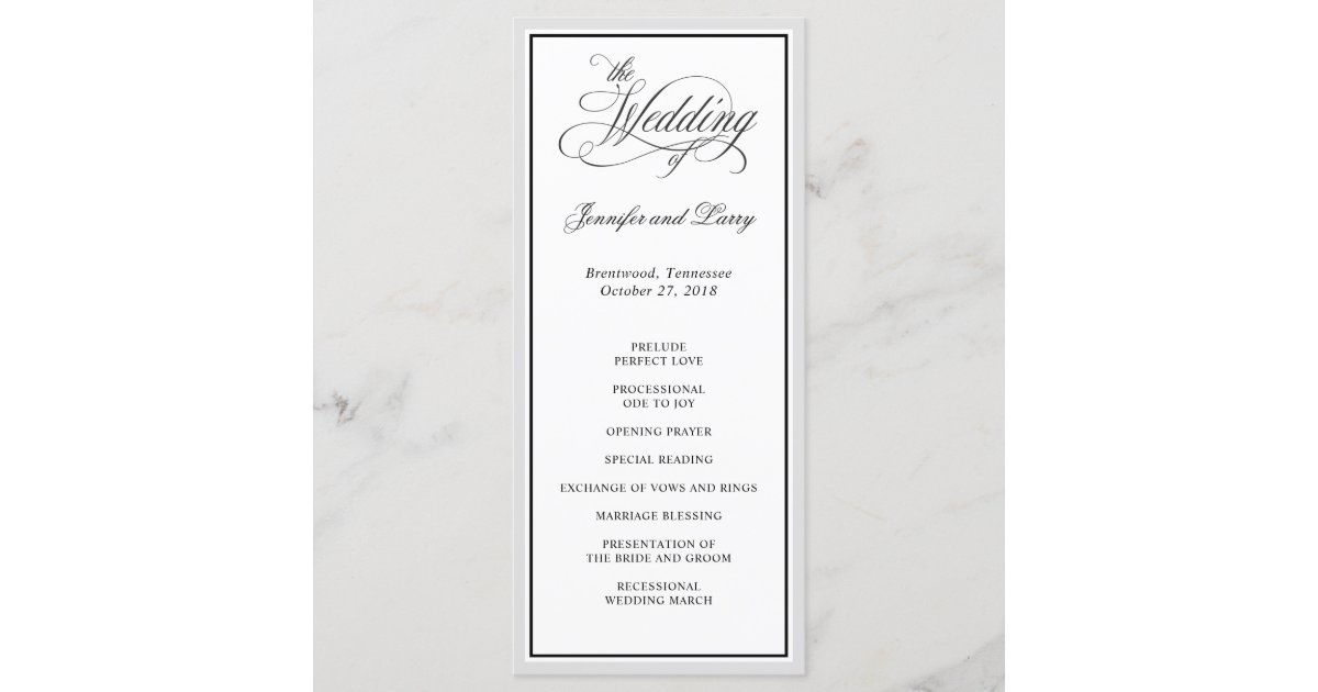 Classic Elegant Calligraphy Script Wedding Program | Zazzle