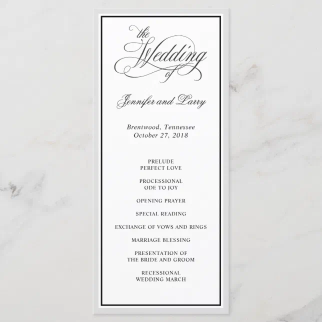 Classic Elegant Calligraphy Script Wedding Program | Zazzle