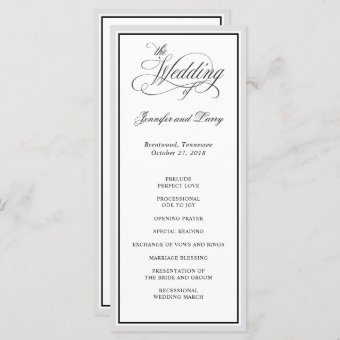 Classic Elegant Calligraphy Script Wedding Program | Zazzle