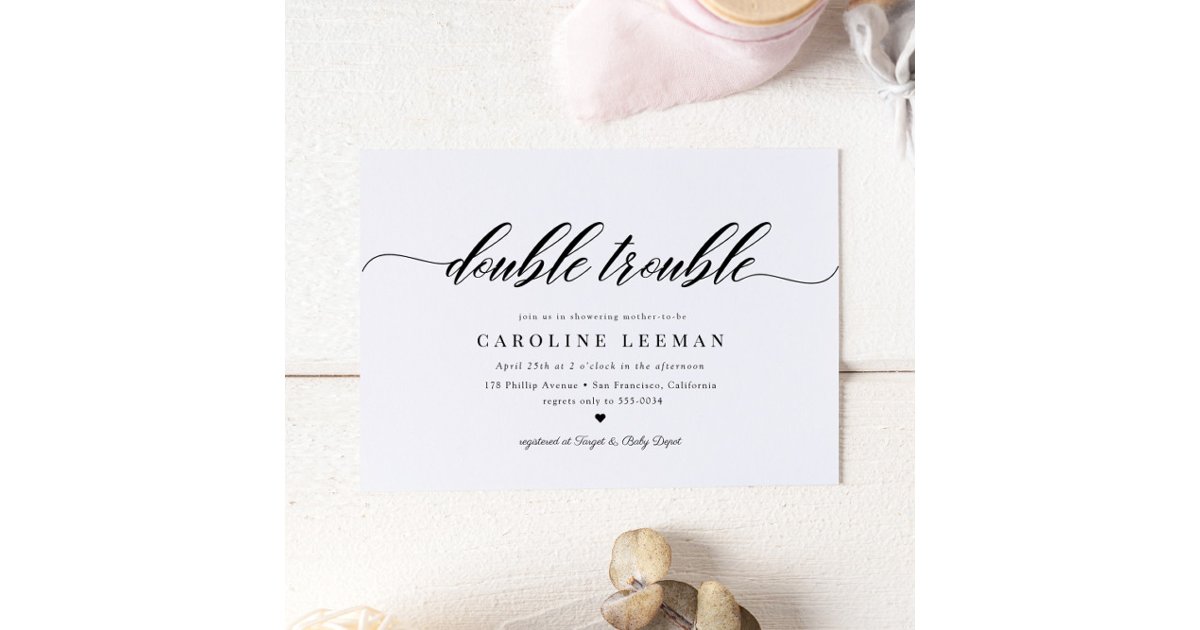 Classic Elegant Calligraphy Twin Baby Shower Invitation | Zazzle