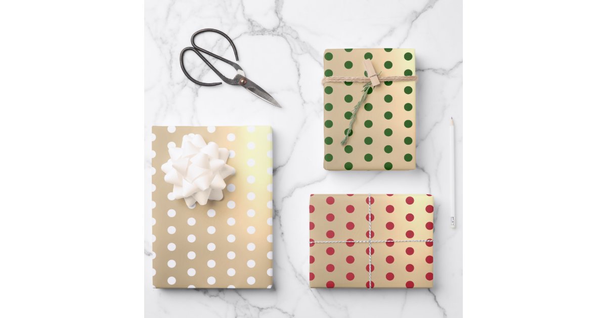 Classic Elegant Christmas Gold Polka Dots Wrapping Paper Sheets | Zazzle
