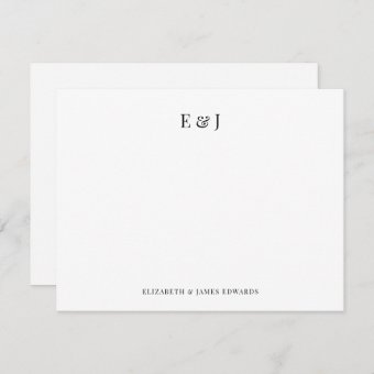 Classic Elegant Couple Initials Personalized Note Card | Zazzle