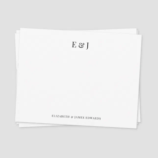 Classic Elegant Couple Initials Personalized Note Card | Zazzle