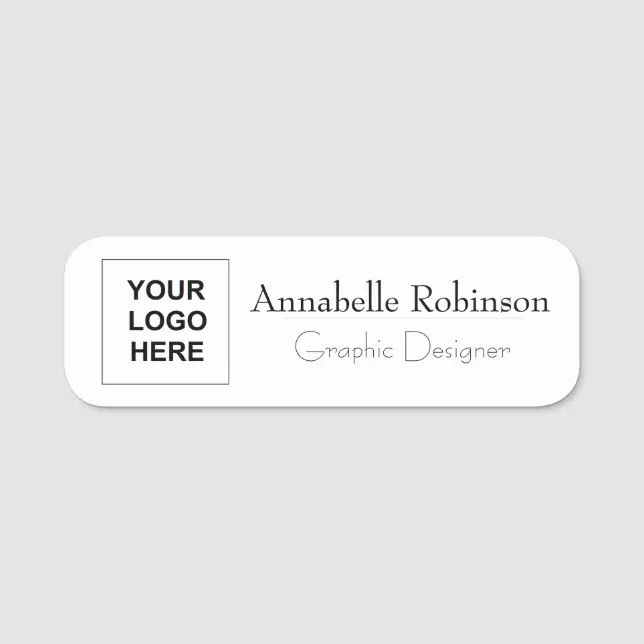 Classic Elegant employee staff title business logo Name Tag | Zazzle