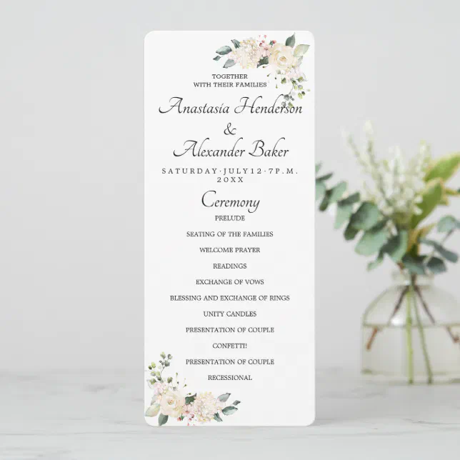 Classic Elegant Flowers Wedding Program. Program | Zazzle