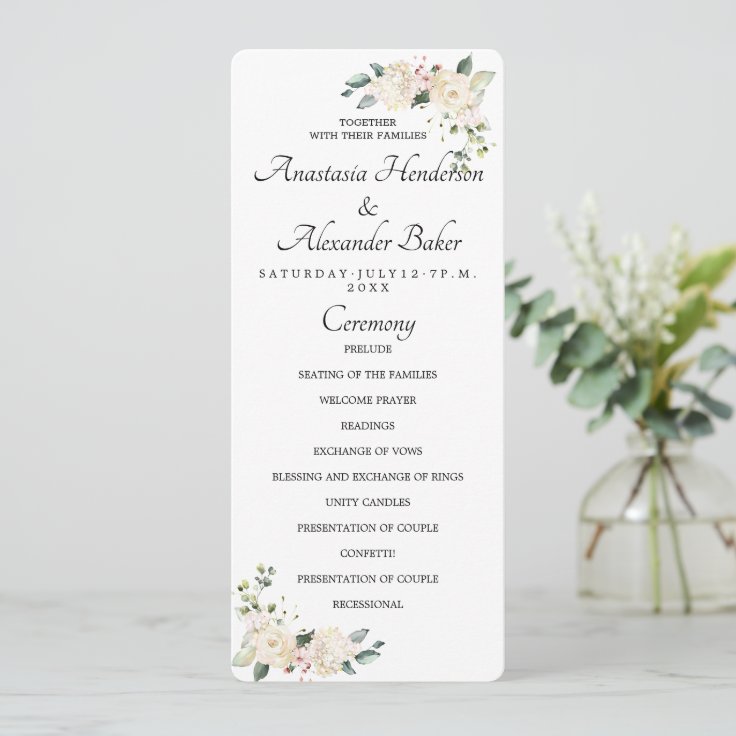 Classic Elegant Flowers Wedding Program. Program | Zazzle