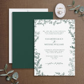 Classic Elegant Formal Emerald Green Leafy Wedding Invitation | Zazzle