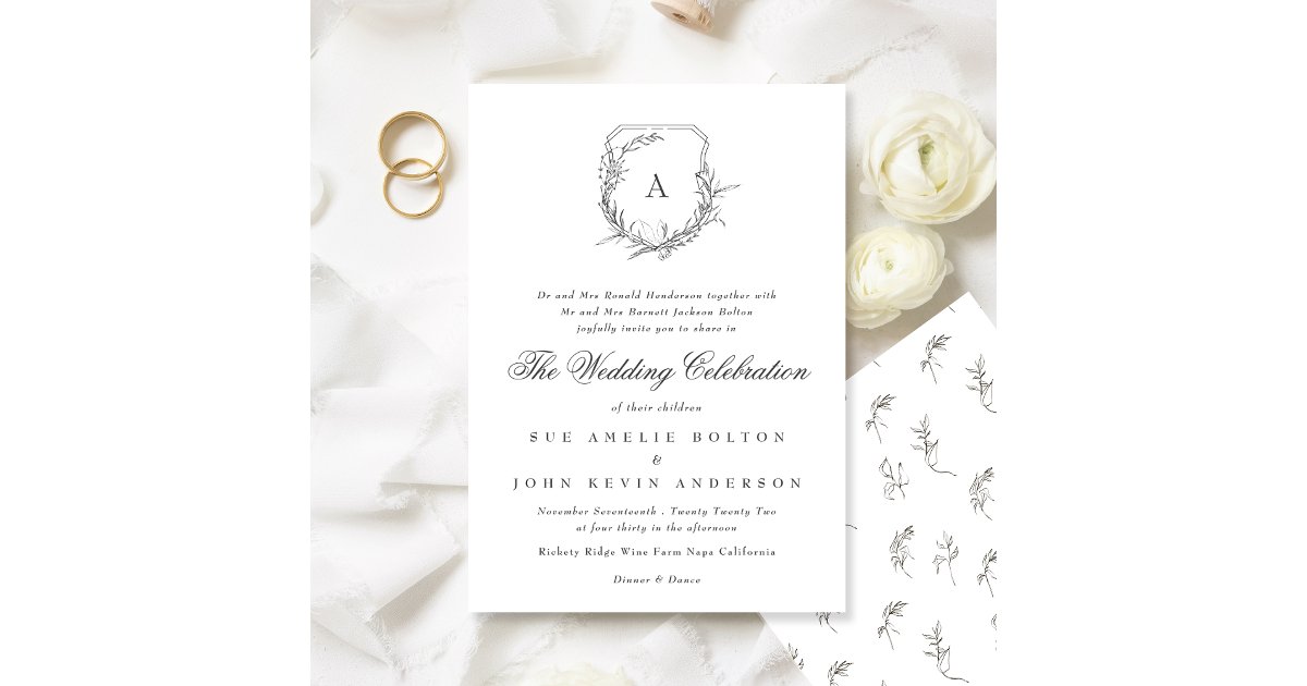 classic elegant formal traditional monogram logo invitation | Zazzle