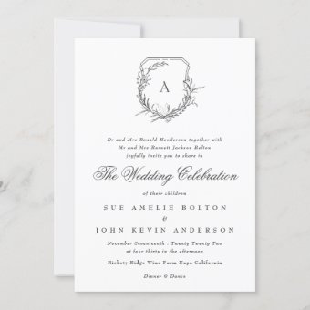 classic elegant formal traditional monogram logo invitation | Zazzle