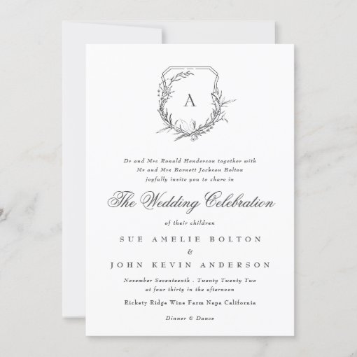 classic elegant formal traditional monogram logo invitation | Zazzle