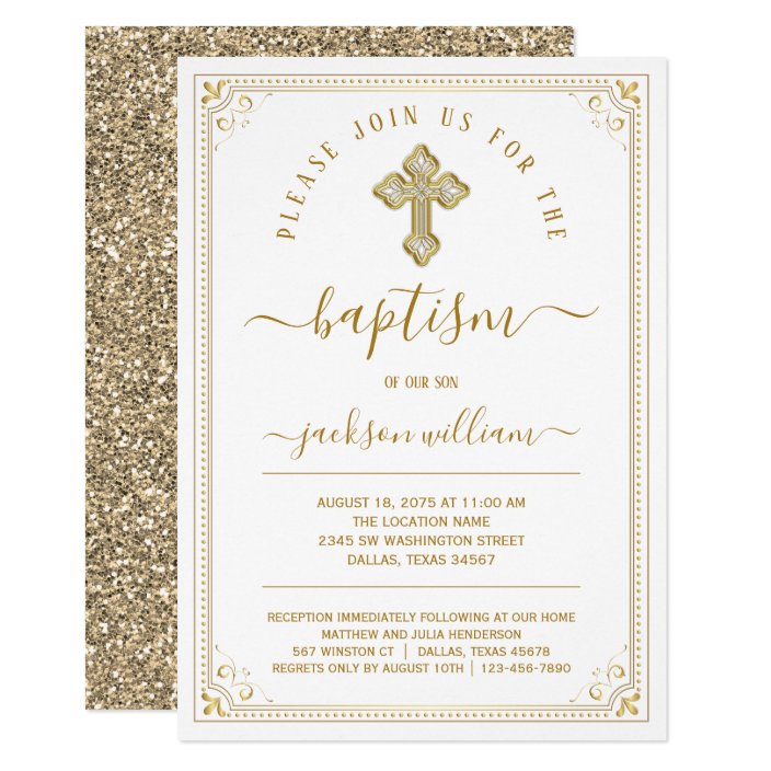 Classic Elegant Gold Baptism Invitation | Zazzle.com
