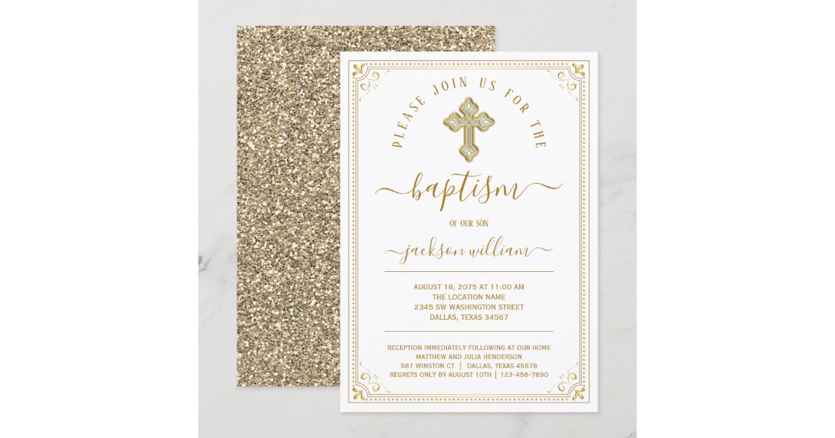 Classic Elegant Gold Baptism Invitation | Zazzle