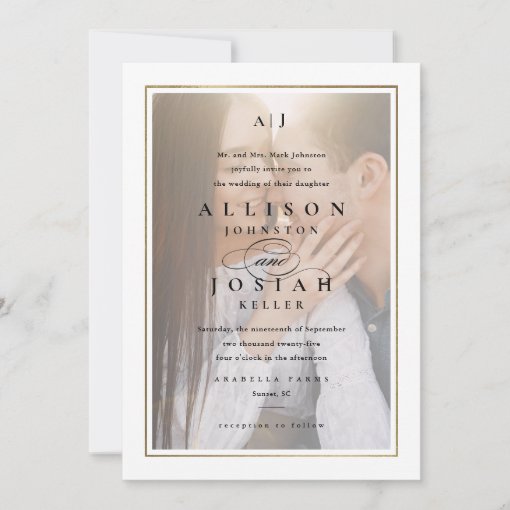 Classic Elegant Gold Photo Wedding Invitation | Zazzle